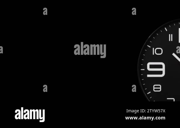 Modern black clock face moving fast forward transition Clock ticking ...