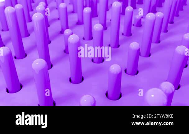 3D shapes cylinder flying intro holes in purple pastel colors. 4k ...