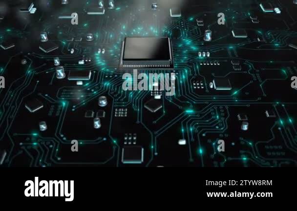 Render Animation Of Ai Artificial Intelligence In Cpu Chipset Central Processor Unit And