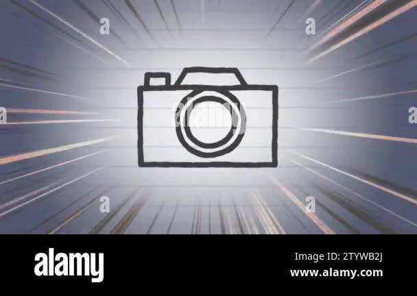 Animation of black outlined camera icon hand drawn with a marker on ...