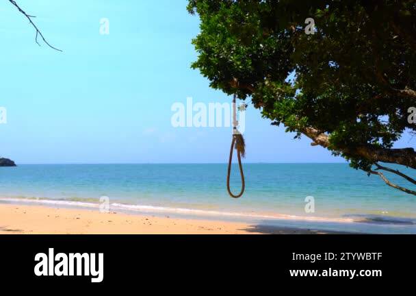 cradle swing under the big tree in Kwangpeeb beach Phayam island Ranong ...