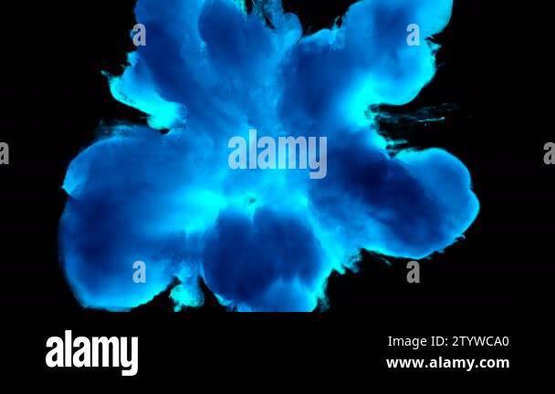 Blue Color Burst colorful smoke powder explosion fluid ink particles ...