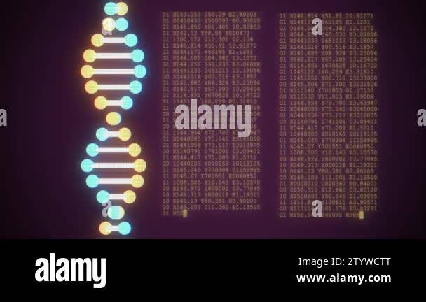 DNA spiral shape molecule decoding on lcd screen seamless loop animation background new quality ...