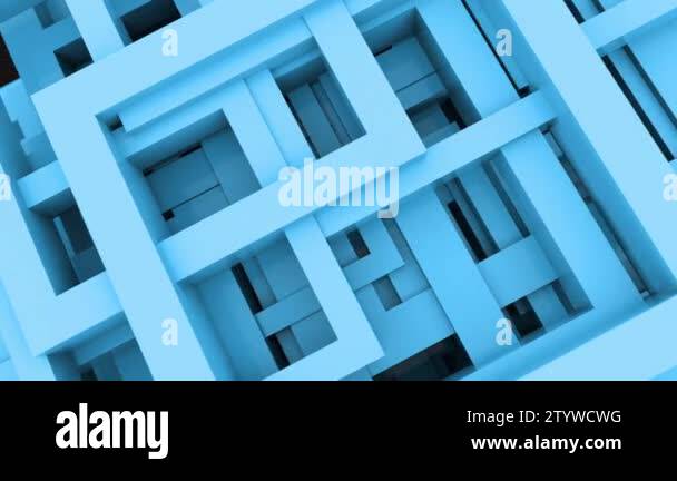 Abstract 3d shapes lines and squares with different colors. 4k loop ...