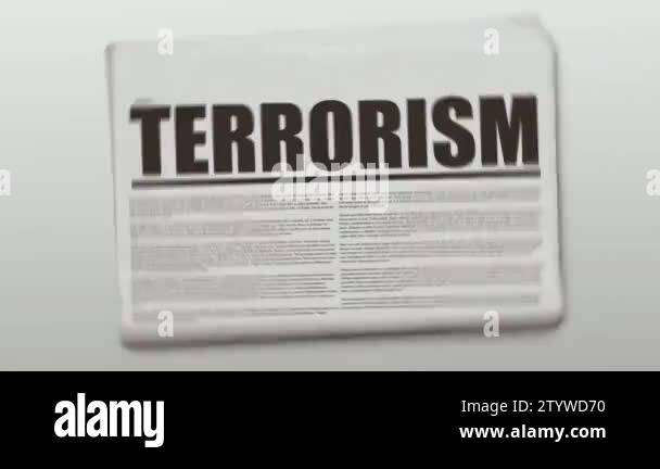 Rotating and Terrorism written newspaper animated on a gradient ...