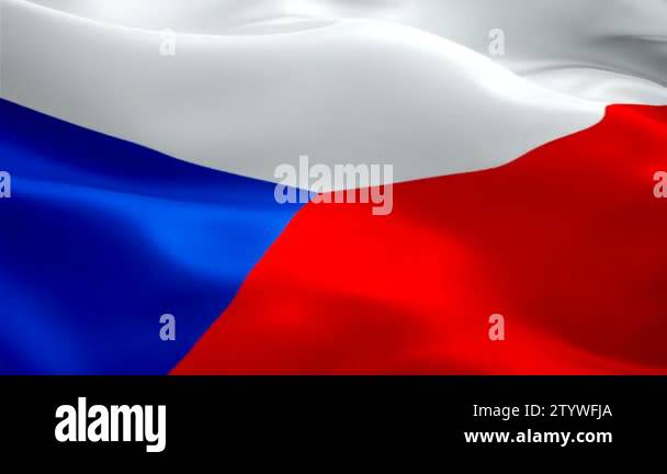 Czech flag video waving in wind. Realistic Czechia Flag background ...