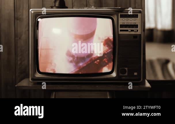 1969. Historical Footage of the NASA Apollo 11 Launch on an Old Retro ...
