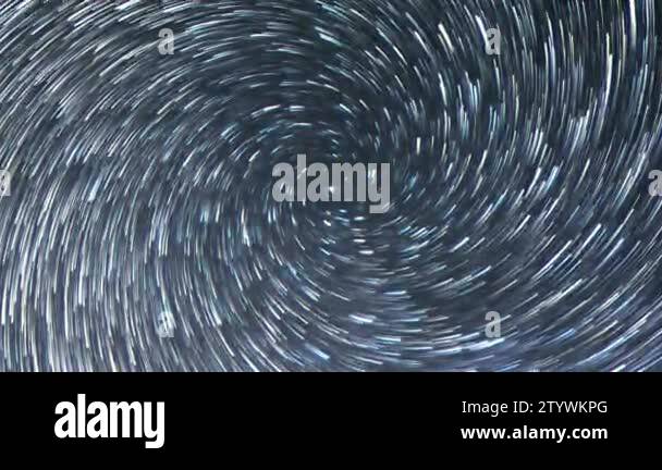 Glitch effect. Stars in the sky like meteors in a spiral. TimeLapse ...