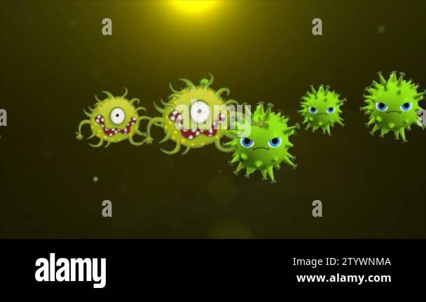 Medical illustration 2d, 3d animation background of cells, bacteria ...
