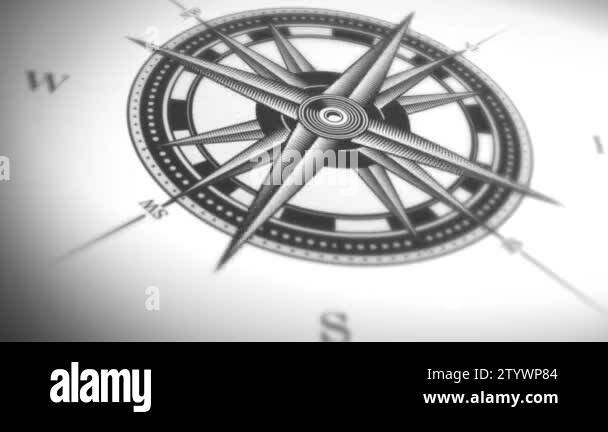 Compass Rose Animation Background Loop/4k animation of a black and ...