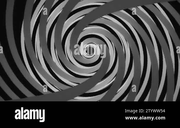 Abstract black and white spiral tunnel spinning, seamless loop ...