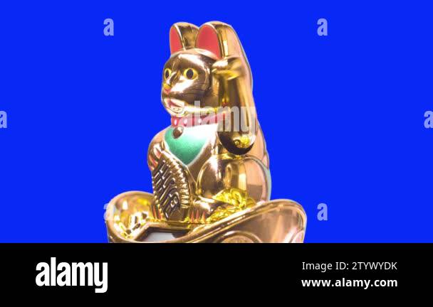 Side shot. Lucky cat or maneki neko with money symbol for chinese ...