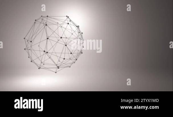 Black molecule structure animation on white background. Computer network connection digital ...