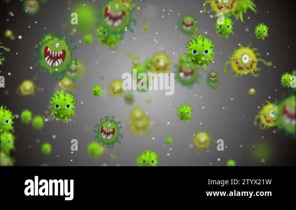 Medical illustration 2d, 3d animation background of cells, bacteria ...