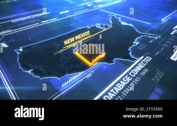 New Mexico US state border 3D modern map with a name, region outline ...