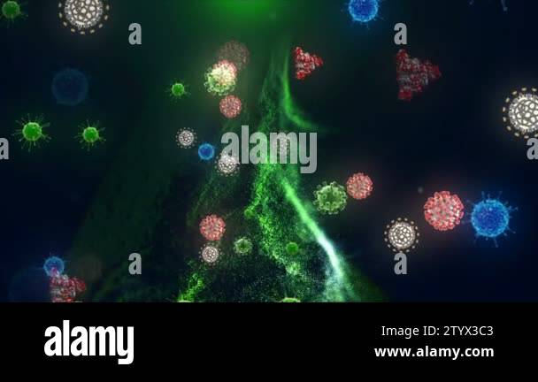 Medical illustration 2d, 3d animation background of cells, bacteria ...