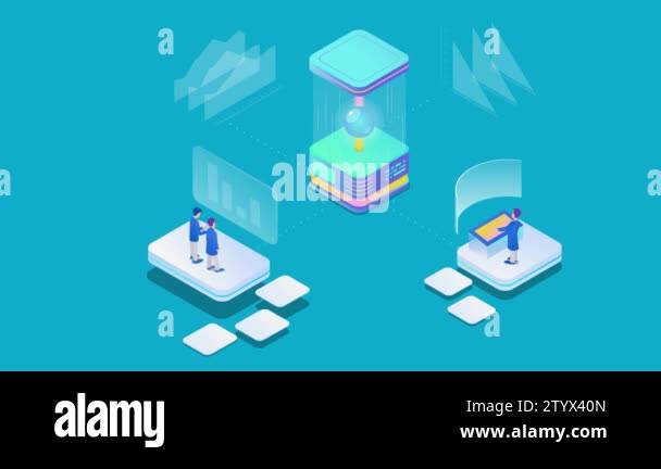 Big Data Processing Global Neural Network Communication Isometric ...