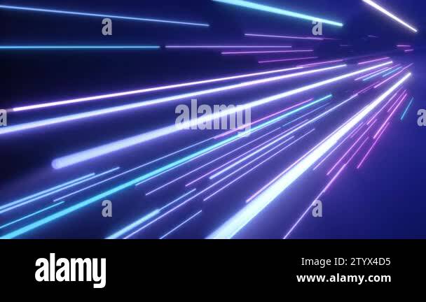 Neon pink blue light streaks. Seamless loop 4k abstract motion background. Fluorescent ...