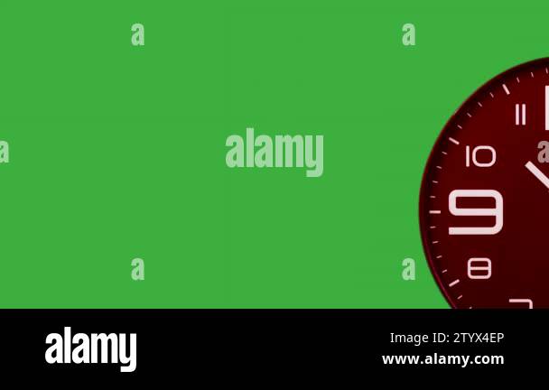 Modern red clock face moving fast forward transition.Clock ticking ...