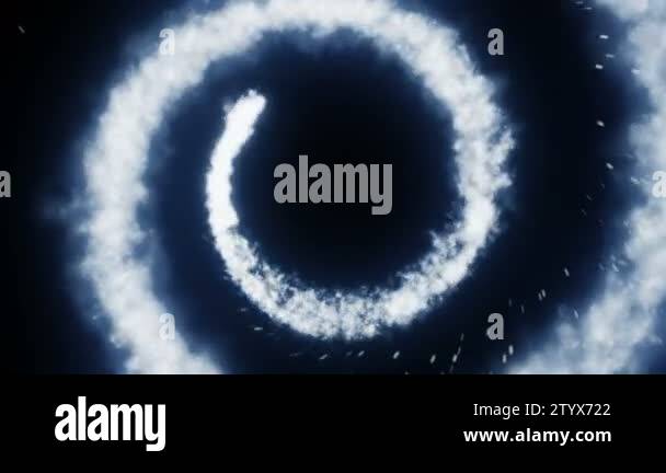 Airplane smoke on black background. Aerial cloud in the air. Realistic ...