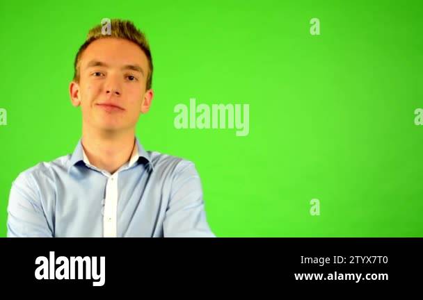 Man - green screen - portrait - young man smiles (man is happy Stock ...