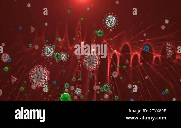 Medical illustration 2d, 3d animation background of cells, bacteria ...