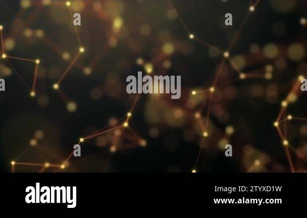 Orange abstract technology and caliginous background with plexus elements and depth of field ...