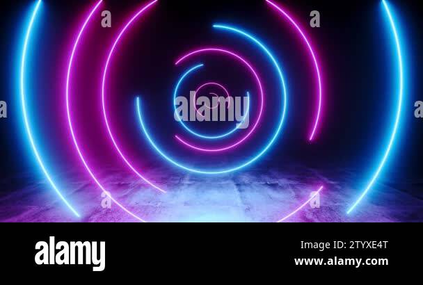 Spiral Loopable Neon Glowing Fluorescent Retro Sci Fi Futuristic Purple ...