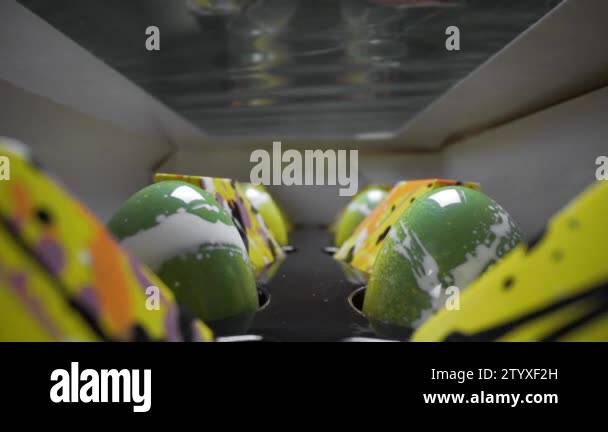 Macro wide zooming shot of the hand crafted chocolate sweets inside the ...