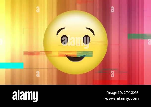 Digital animation of a winking face emoji with pixel noise and a ...