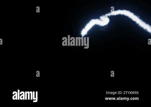 Airplane smoke on black background. Aerial cloud in the air. Realistic ...