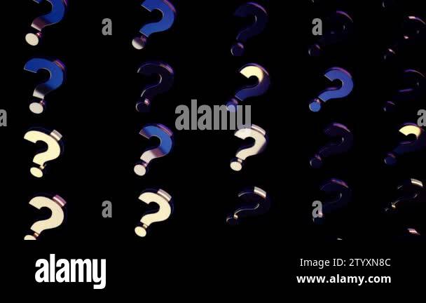 Abstract of moving question marks on black background. Animation ...
