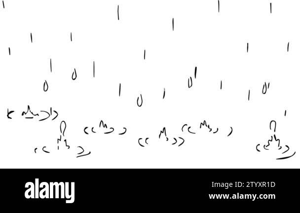 2d Animation motion graphics drawing of a raindrops, rain or rainfall ...