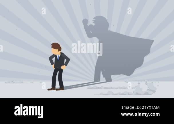 Businessman standing with superhero shadow. Business symbol. Winner and ...