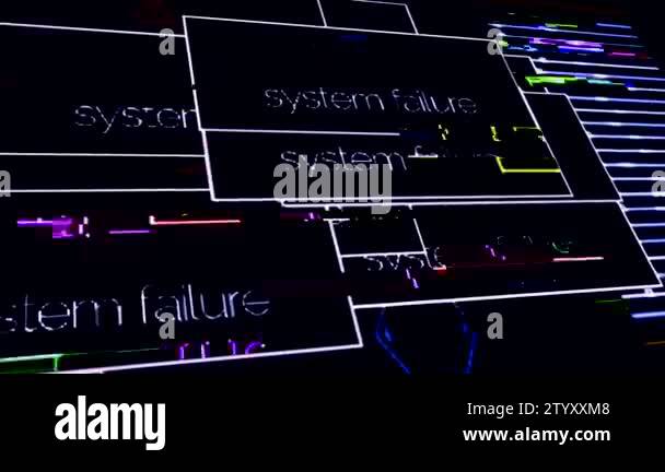 Abstract Animaion Of Warning Notifications All Over The Screen With Interference Digital System