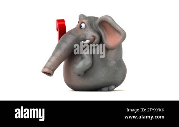 elephant, funny cartoon character holding question mark - 3D animation ...