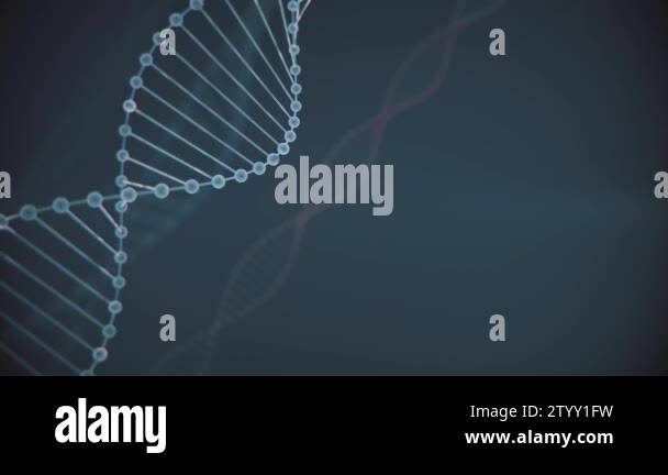 Abstract blue glittering DNA double helix with depth of field ...