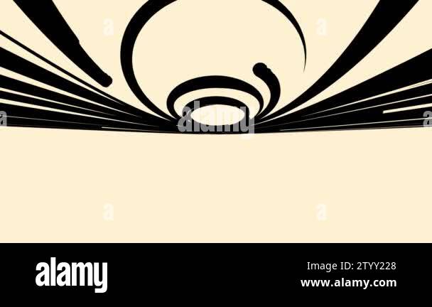 Abstract beautiful fast motion of black wide curved lines on beige ...