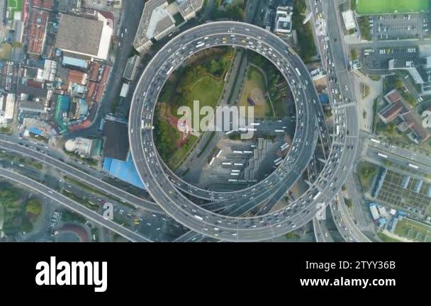 Circular Elevated Nanpu Road Intersection. Shanghai, China. Aerial ...