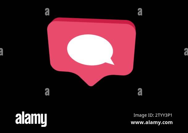4k Rotating Comment and Like isometric pink icon, 3d animation on a ...