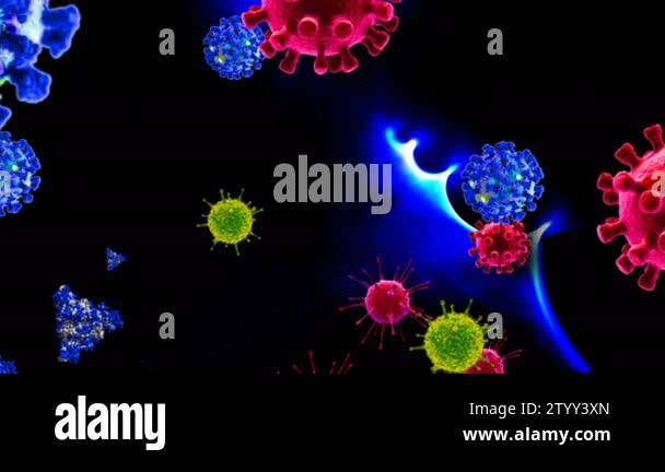 Medical illustration 2d, 3d animation background of cells, bacteria ...