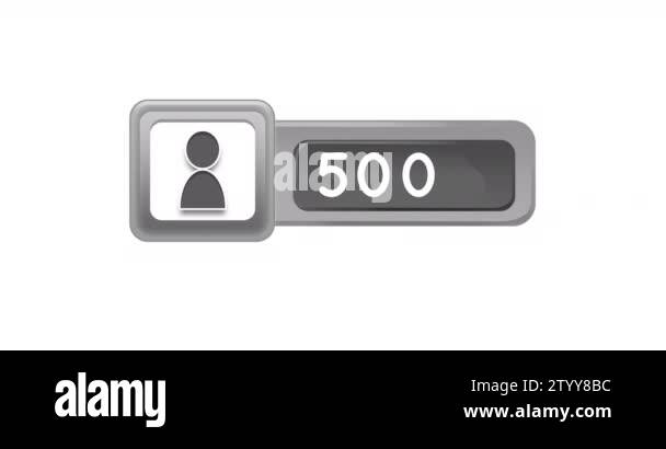 Digital animation of increasing numbers with a follower icon in a grey ...