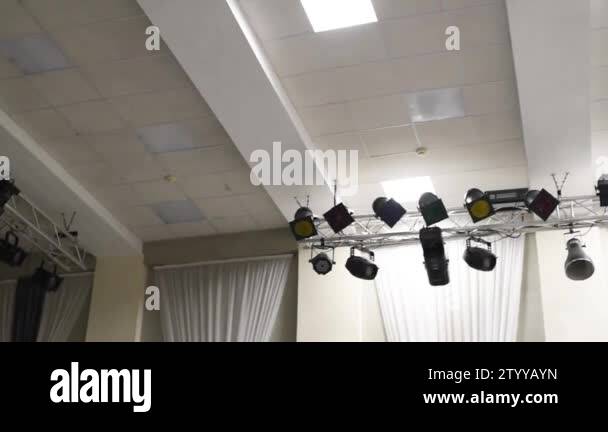 Stage lighting is fixed on the ceiling to illuminate objects, light ...
