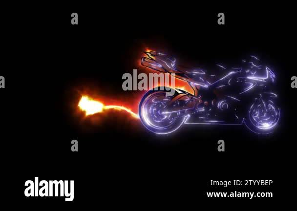 Flaming motorcycle Ride laser animation light Stock Video Footage - Alamy