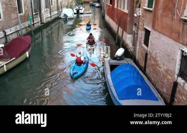 Venice, Italy-21 September, 2018: Slow Motion elevated view group of ...