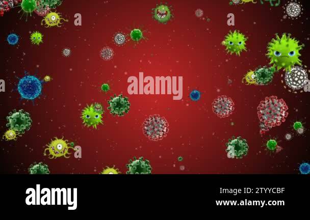 Medical illustration 2d, 3d animation background of cells, bacteria ...