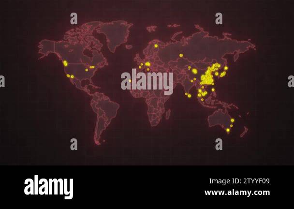 world map of the spread of coronavirus virus infection. Animated map of ...
