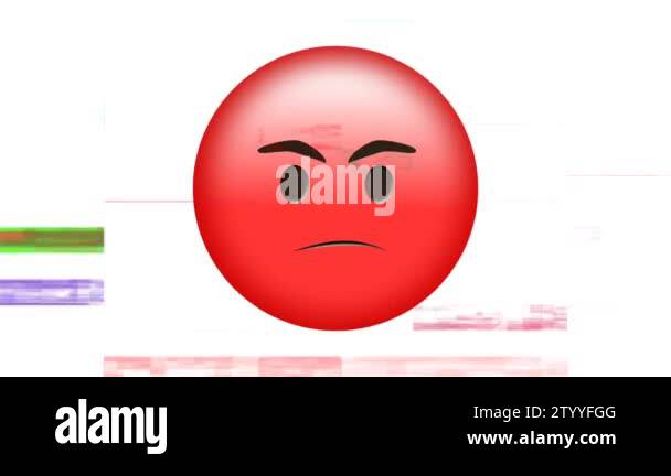 Digital animation of a red face with angry expression and frowning ...