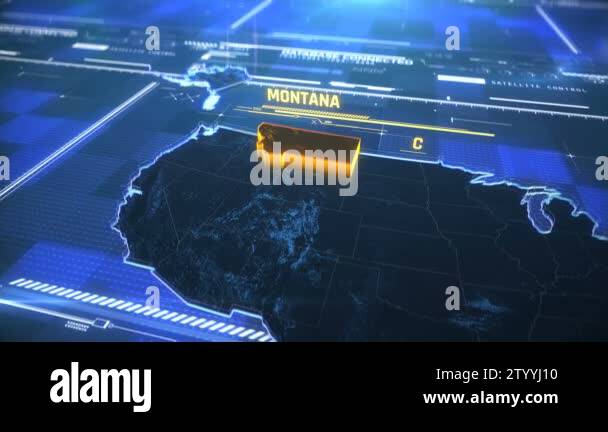 Montana US state border 3D modern map with a name, region outline Stock ...