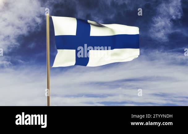 Finland flag waving in the wind. Looping sun rises style. Animation ...